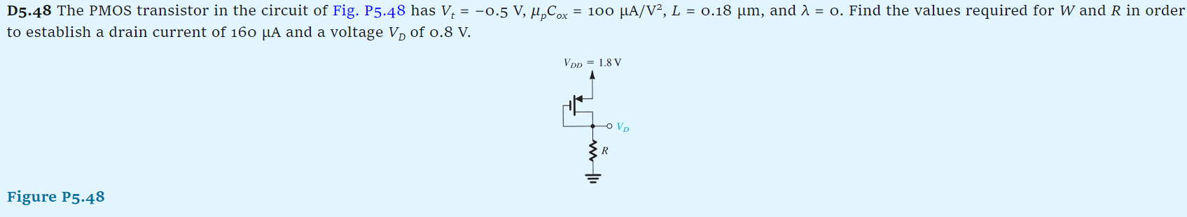 Solved the circuit of Fig. P5.48 has Vt=−0.5 | Chegg.com