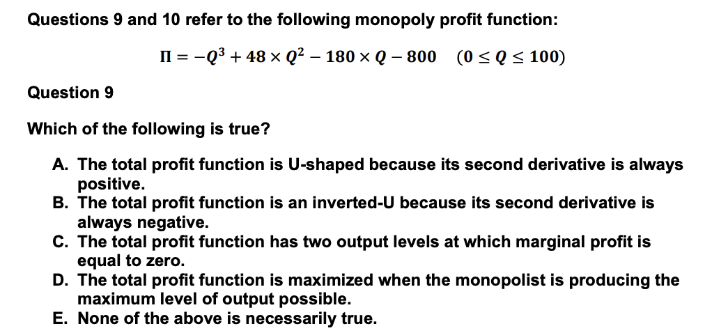 Solved Questions 9 and 10 refer to the following monopoly | Chegg.com