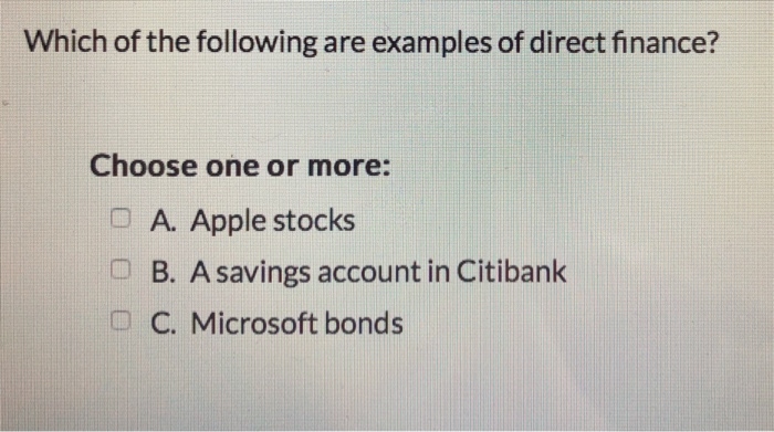 Solved Which of the following are examples of direct | Chegg.com
