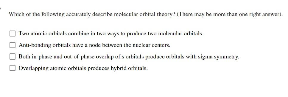 Solved Which of the following accurately describe molecular | Chegg.com