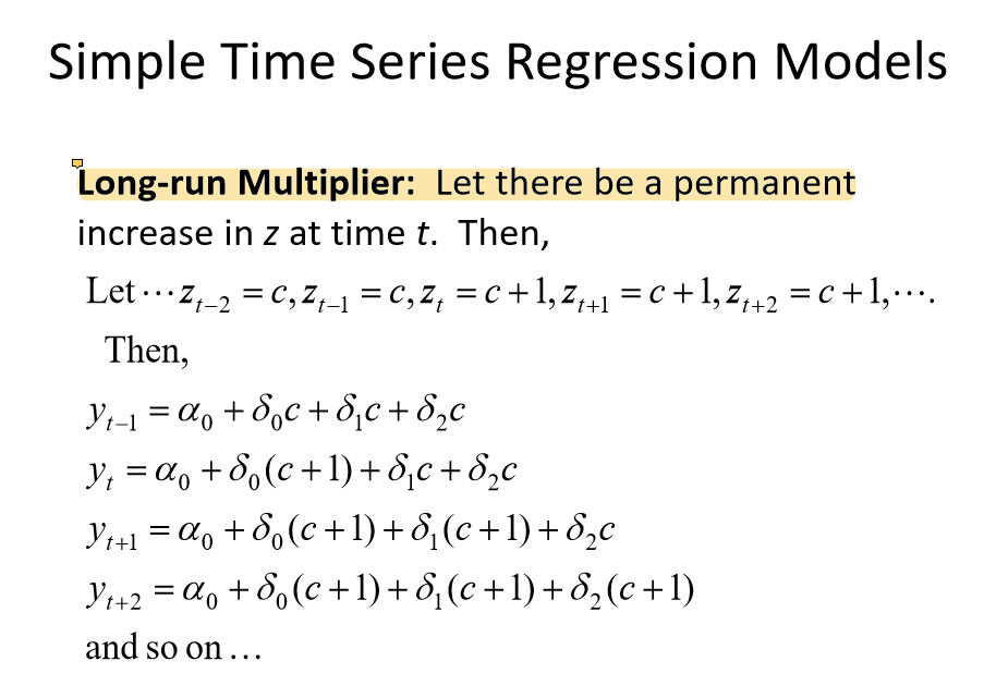 Simple Time Series Regression Models Long-run | Chegg.com