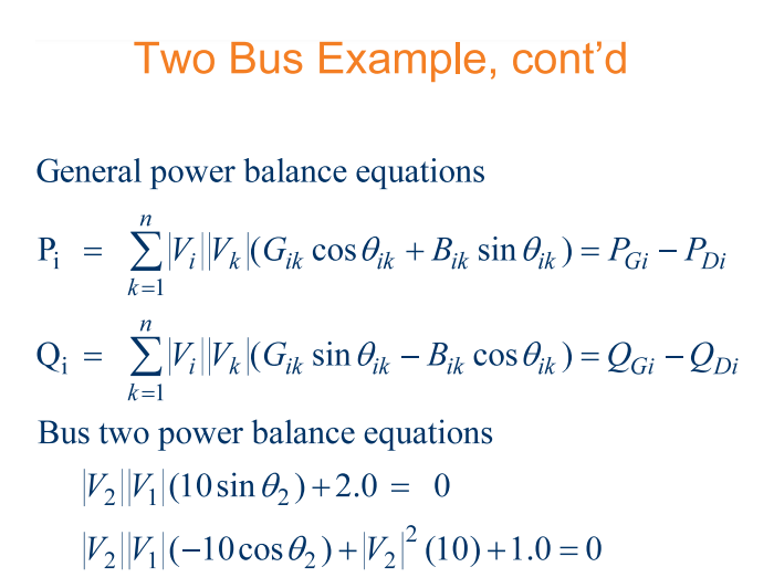 Solved Two Bus Newton-Raphson Example For the two bus power | Chegg.com