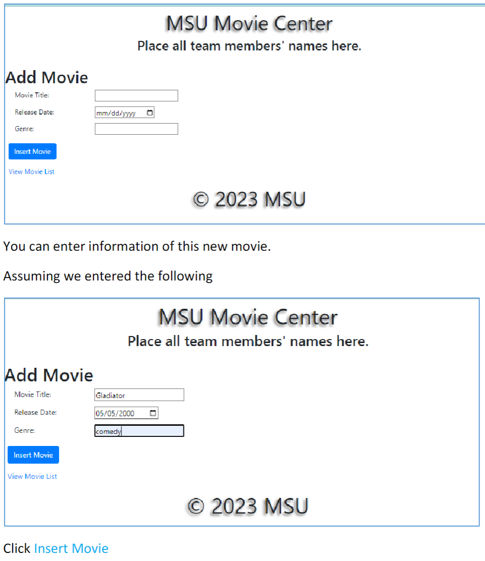 -- CREATE DATABASE MSU_Movies DROP DATABASE IF EXISTS | Chegg.com