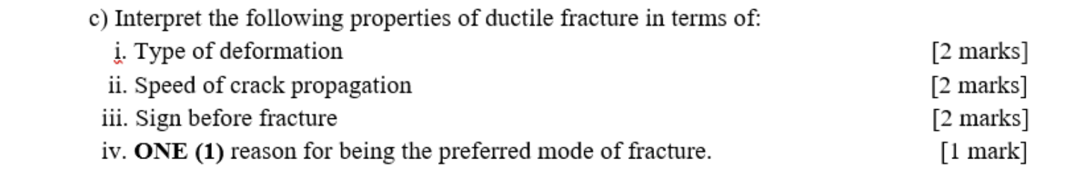 Solved C Interpret The Following Properties Of Ductile