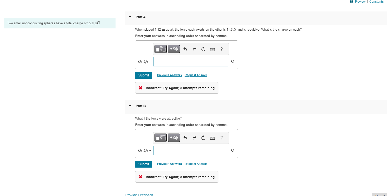 Solved Part ATwo small nonconducting spheres have a total | Chegg.com