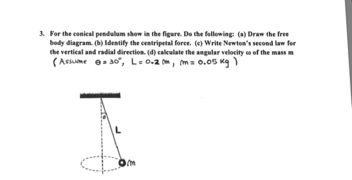 Solved 3. For the conical pendulum show in the figure. Do | Chegg.com