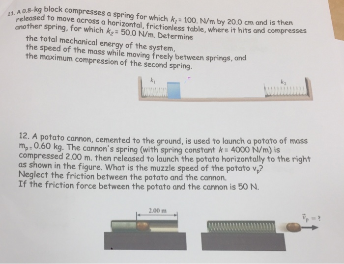 Solved 8-kg block compresses a spring for which ky 100. N/m | Chegg.com