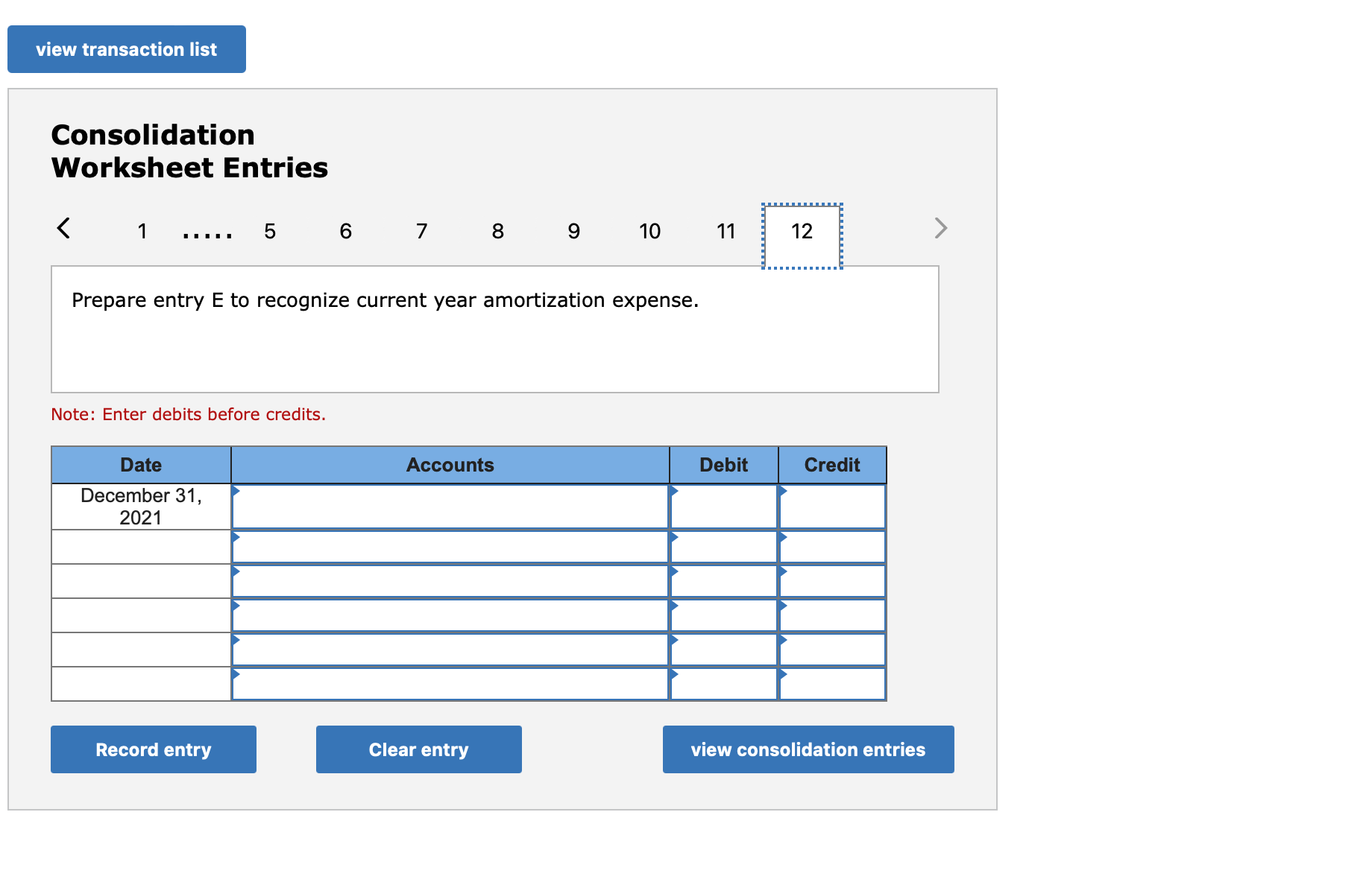 Solved Consolidation Worksheet Entries 45678 Prepare entry S | Chegg.com