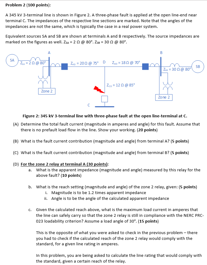 Problem 2 (100 points): A 345 kV 3-terminal line is | Chegg.com