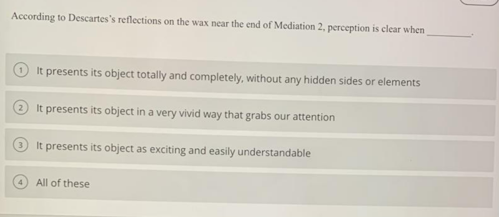 According to Descartes's reflections on the wax near | Chegg.com