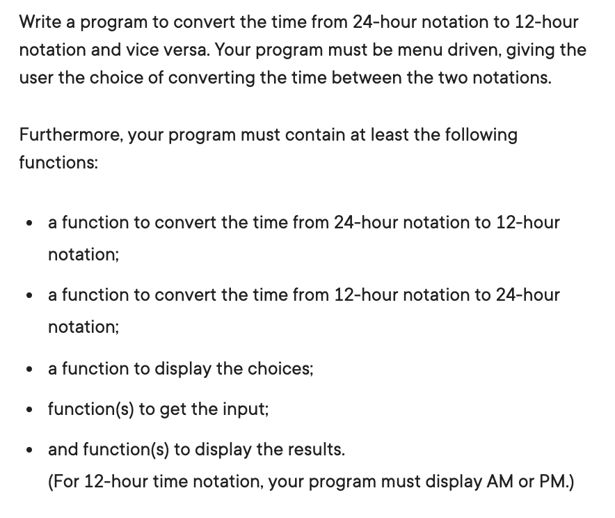 Solved Input 1 8 30 20 AM 99 output: The time is: 08:30:20 | Chegg.com
