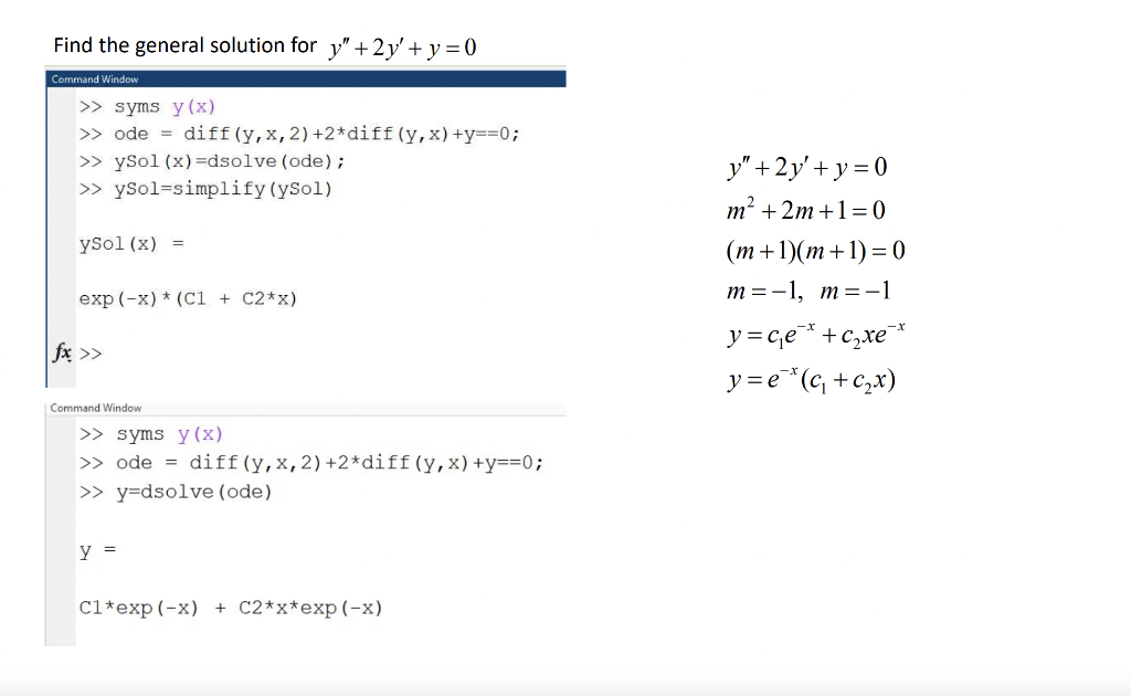 Solved Find the general solution for y′′+2y′+y=0 | Chegg.com