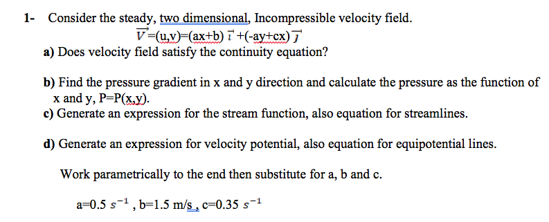Solved 1 Consider the steady, two dimensional, | Chegg.com