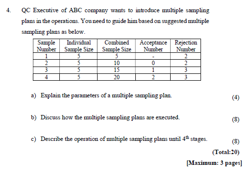 4. QC Executive of ABC company wants to introduce | Chegg.com