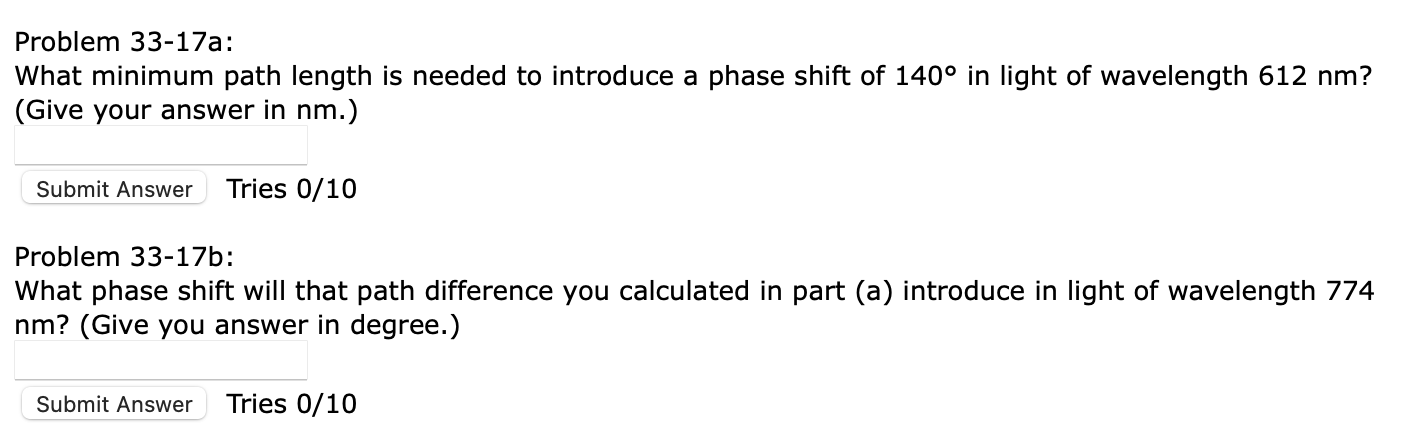 Solved Problem 33-17a: What minimum path length is needed to | Chegg.com