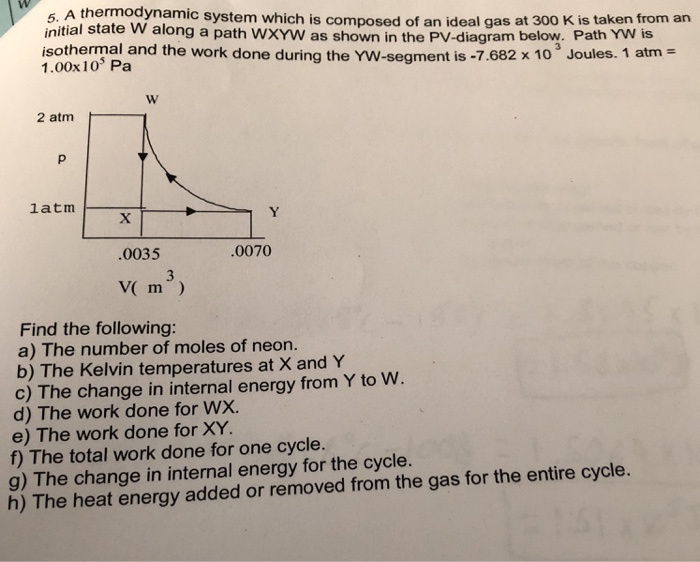 Solved 6 A thermody initial state W along a path WXYW as | Chegg.com