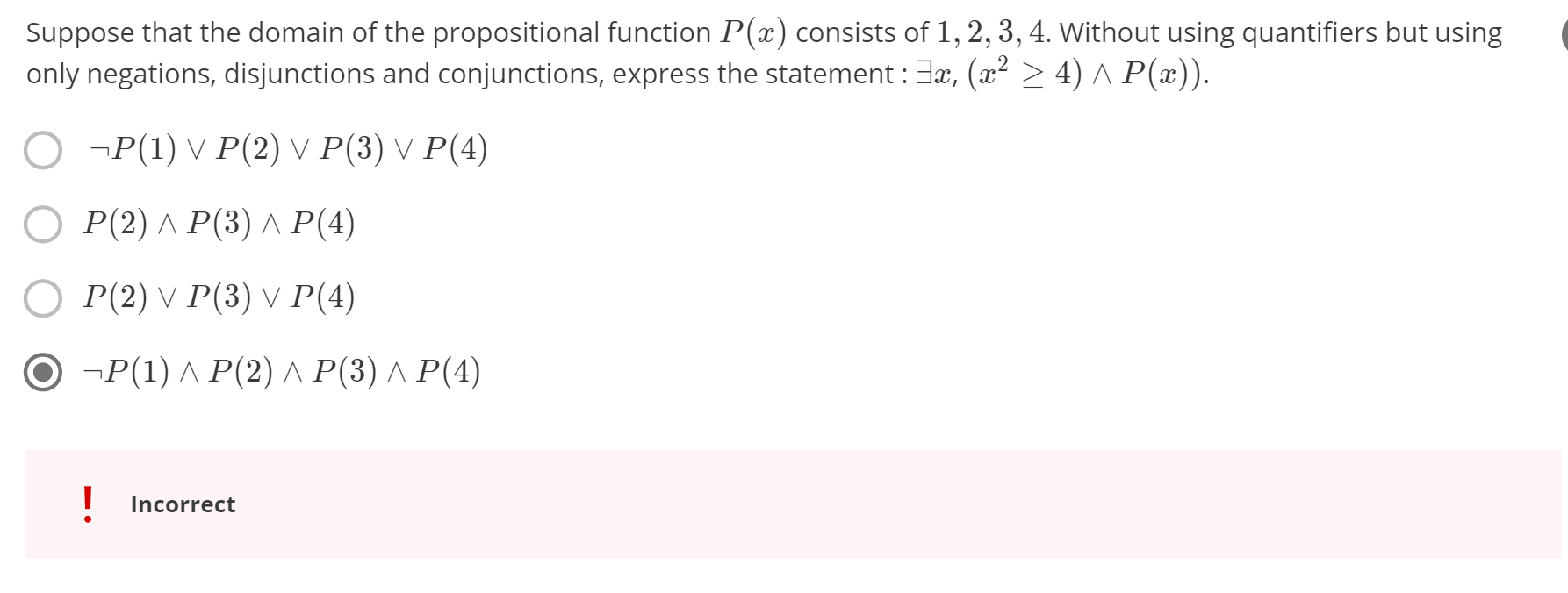 Solved Suppose that the domain of the propositional function | Chegg.com