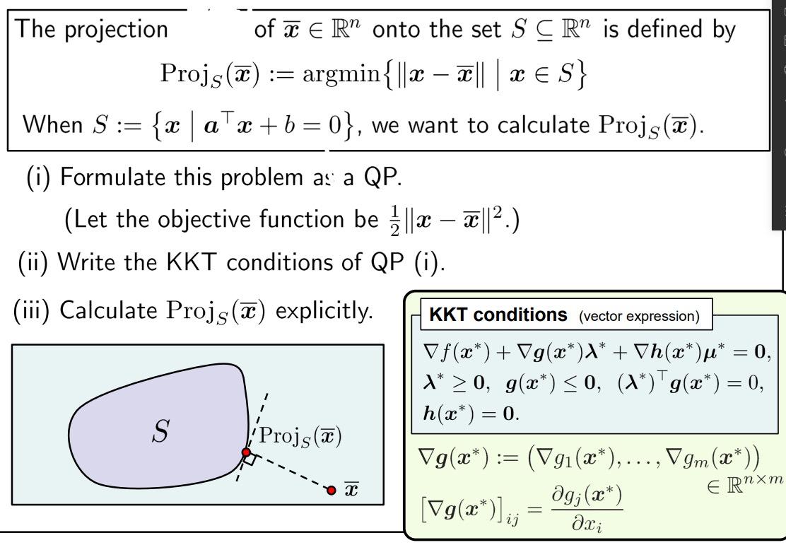 Solved ProjS(x):=argmin{∥x−x∥∣x∈S} When S:={x∣a⊤x+b=0}, we | Chegg.com