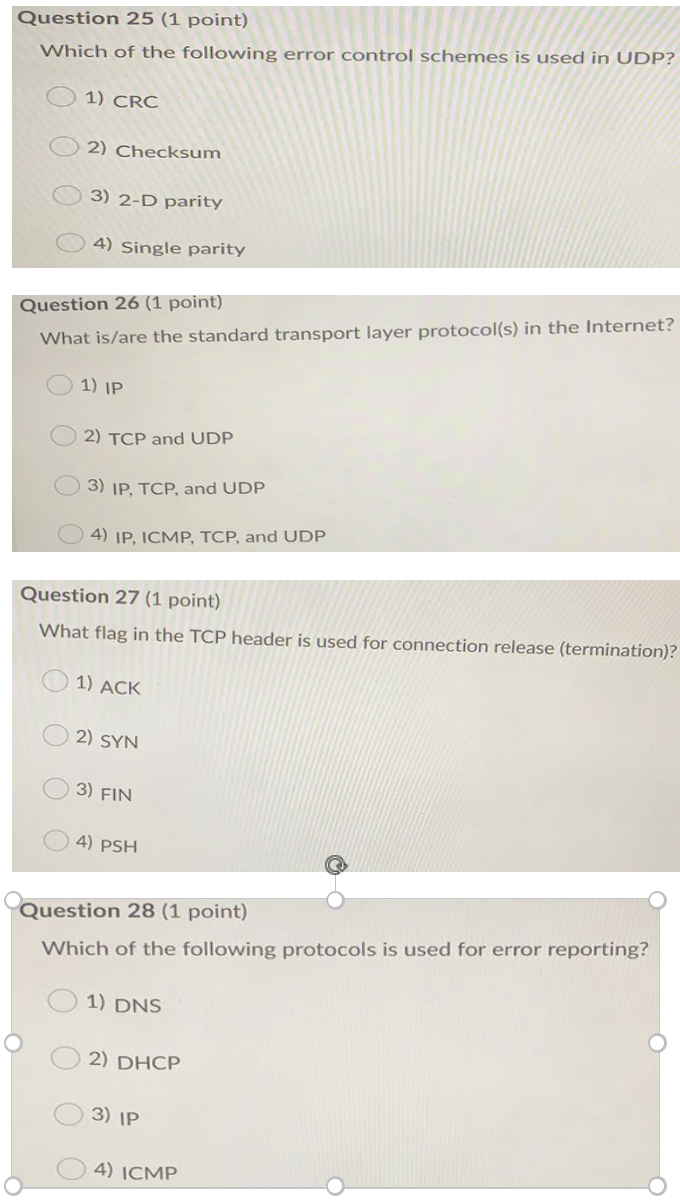 Solved Question 25 (1 point) Which of the following error | Chegg.com