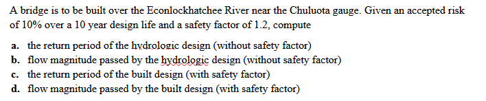 Solved A bridge is to be built over the Econlockhatchee | Chegg.com