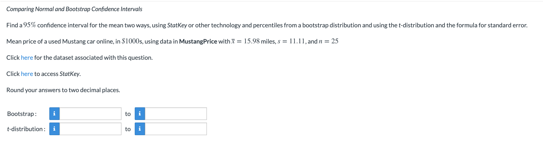 Comparing Normal and Bootstrap Confidence Intervals | Chegg.com