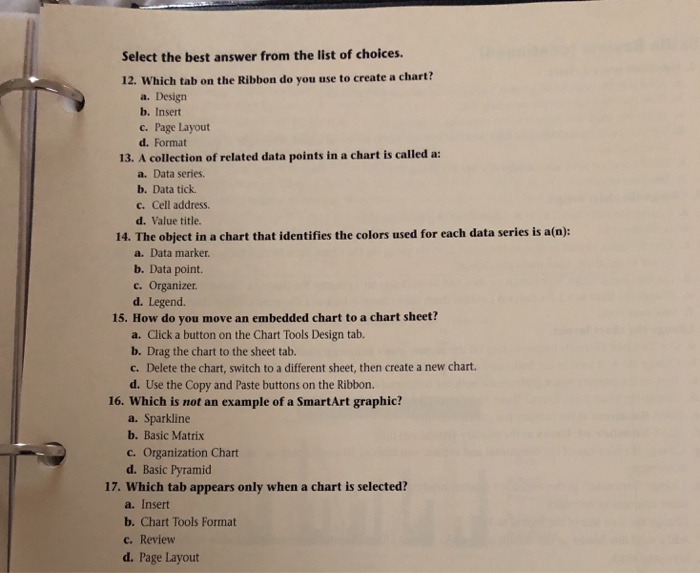 Solved Concepts Review Label each element of the Excel chart | Chegg.com