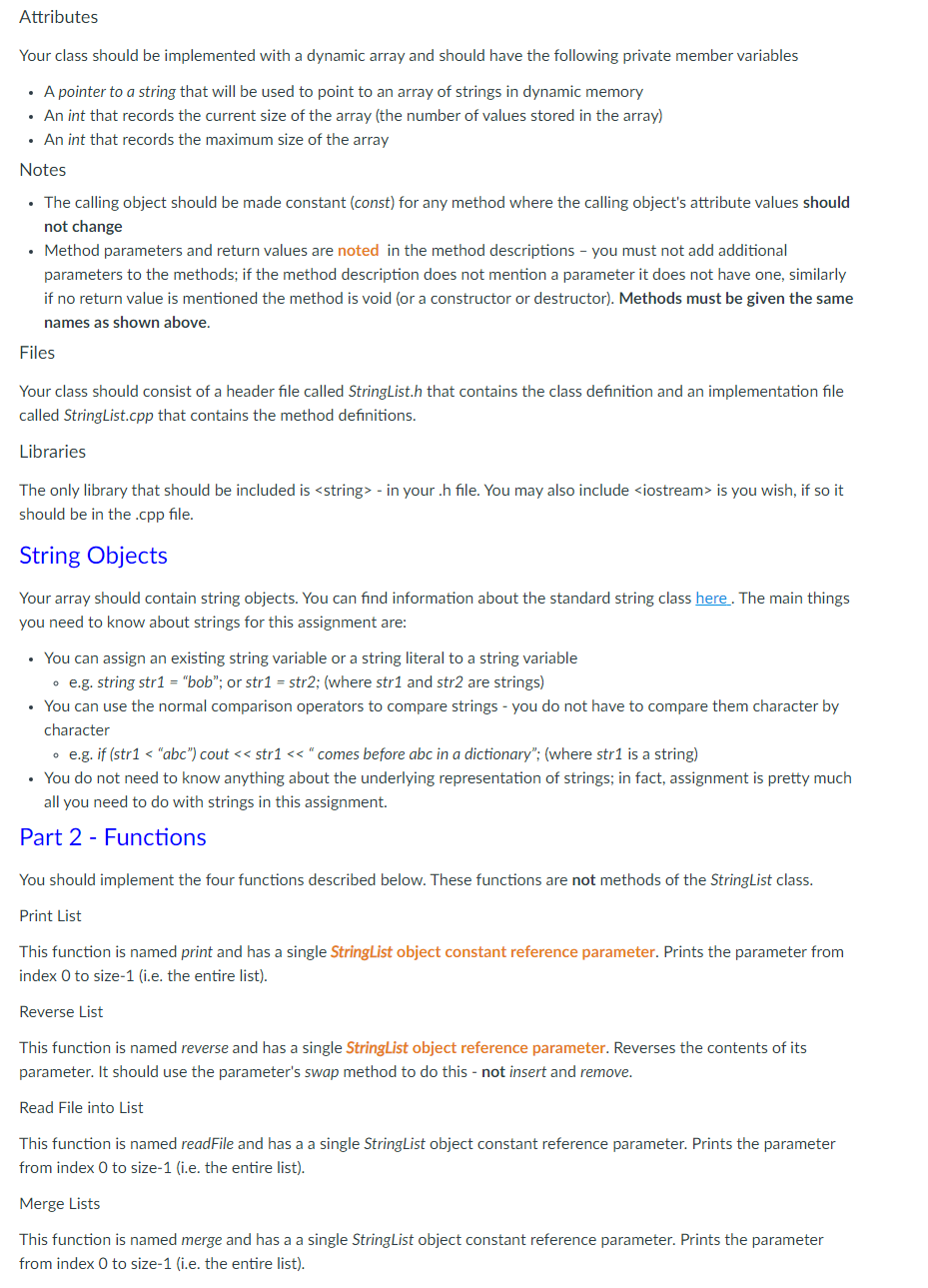 Solved Assignment 1 - StringList Start Assignment File Types | Chegg.com
