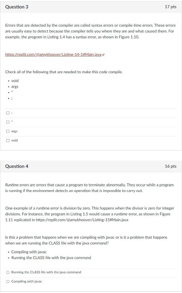Solved Question 3 17 pts Errors that are detected by the | Chegg.com