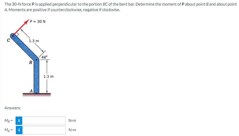 Solved The 30-N force P is applied perpendicular to the | Chegg.com