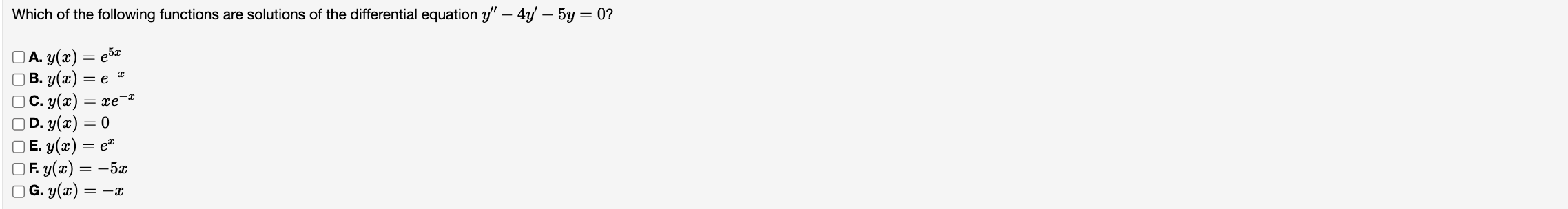 Solved Which of the following functions are solutions of the | Chegg.com