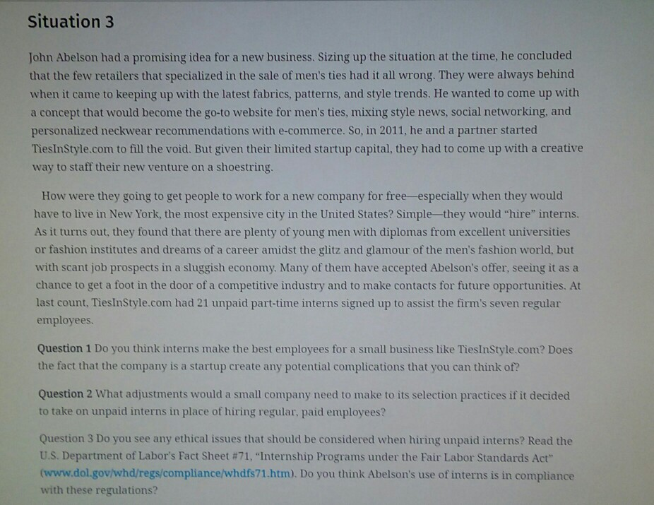 Solved Situation 3 John Abelson had a promising idea for a | Chegg.com