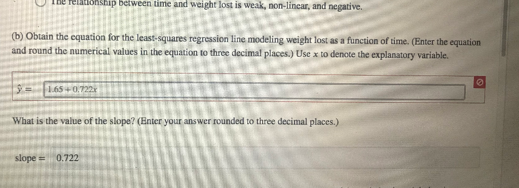 Solved 1ne relationsnip between time and weight lost is | Chegg.com