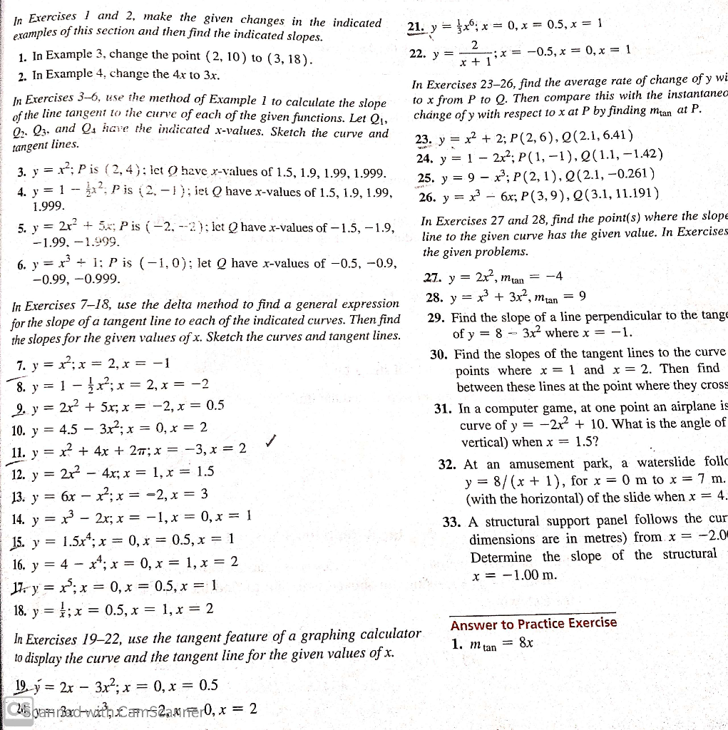 Solved tangent lines. In Exercises 1 and 2, make the given | Chegg.com