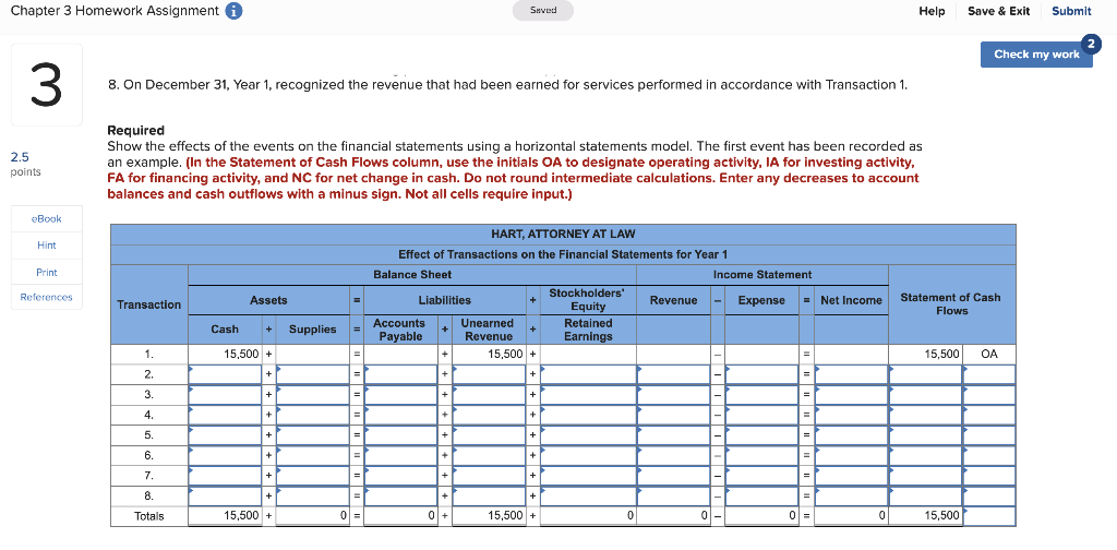 Solved Chapter 3 Homework Assignment Saved Help Save & Exit | Chegg.com