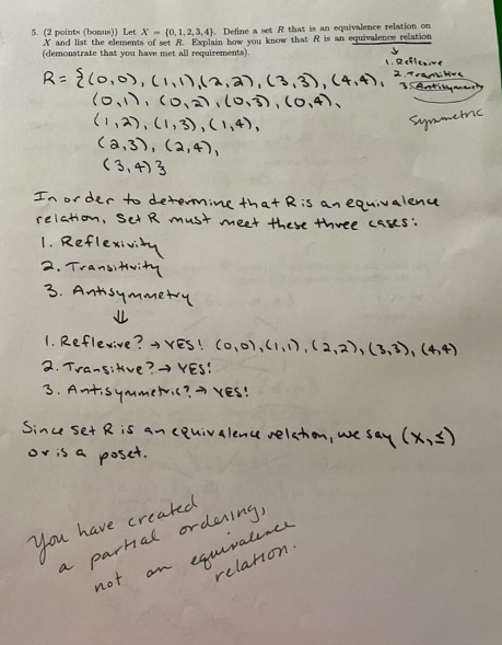 Solved 5. (2 points (bonus)) Let X={0,1,2,3,4}. Define a set | Chegg.com