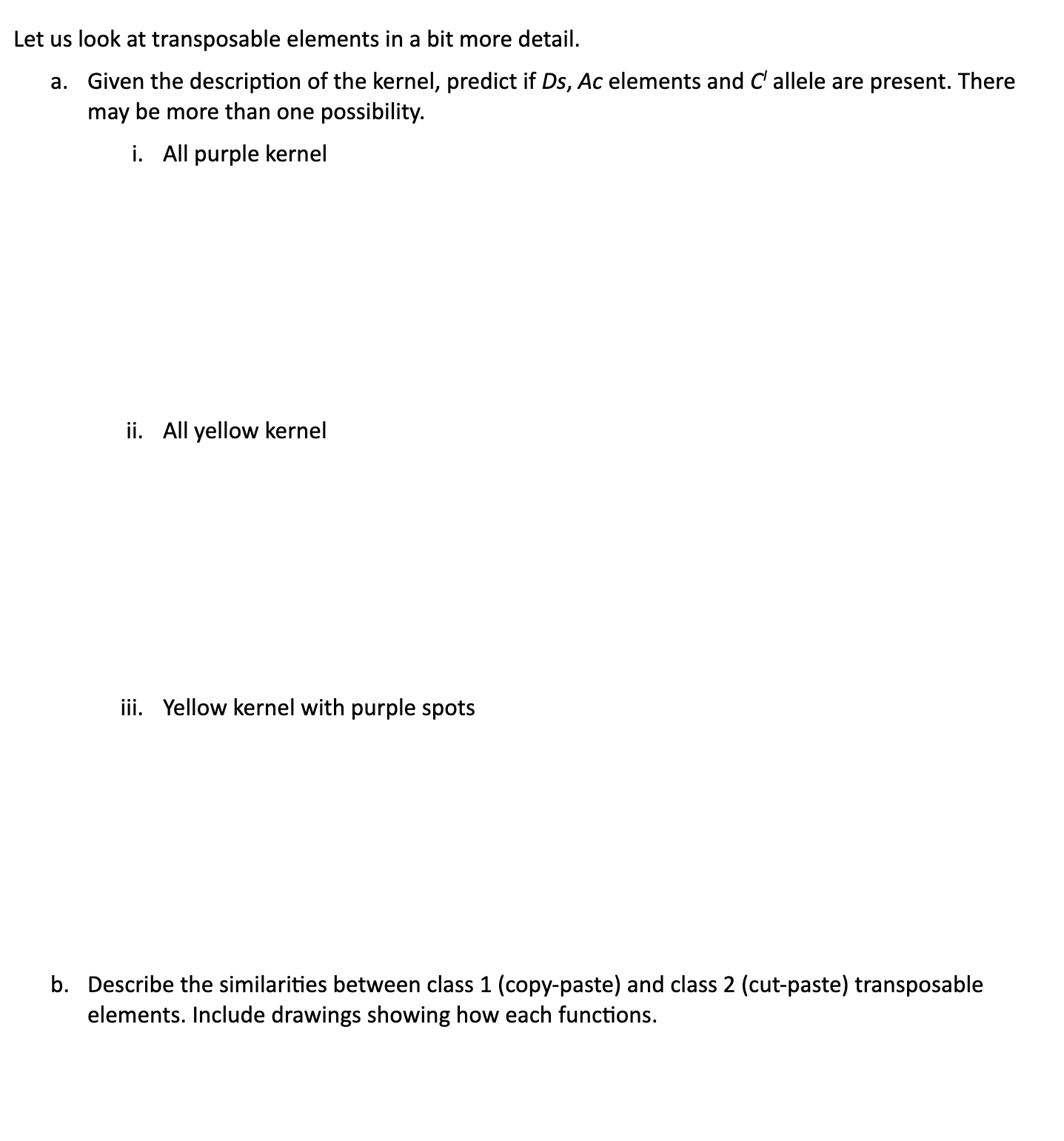 Solved us look at transposable elements in a bit more | Chegg.com