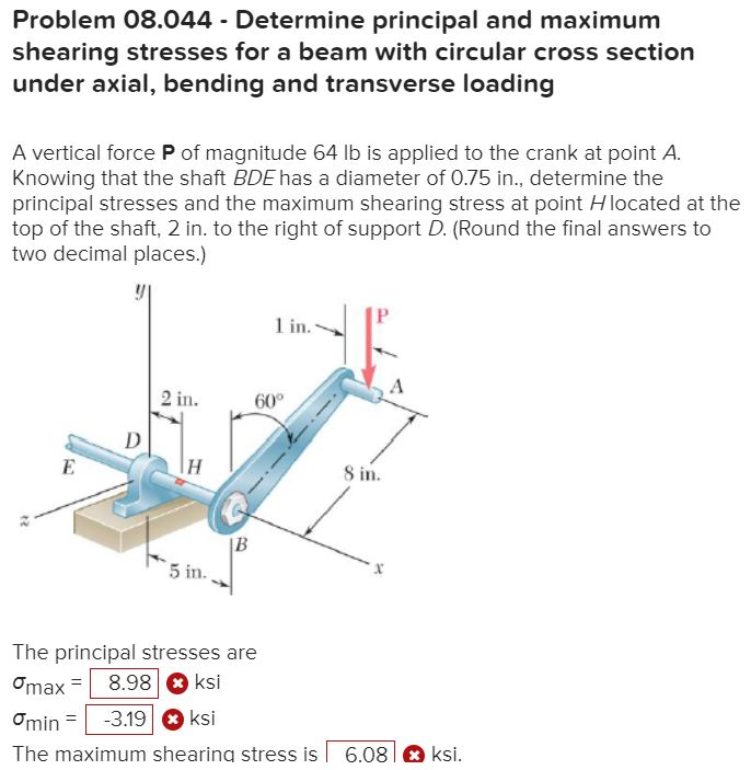 Solved A vertical force P of magnitude 64 lb is applied to | Chegg.com
