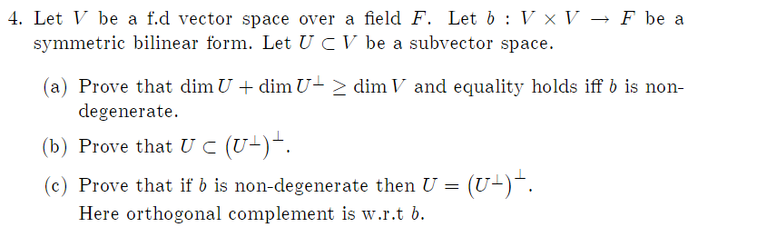 Solved 4. Let V be a f.d vector space over a field F. Let | Chegg.com