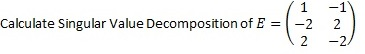 Solved Calculate Singular Value Decomposition of E = 1 -2 2 | Chegg.com