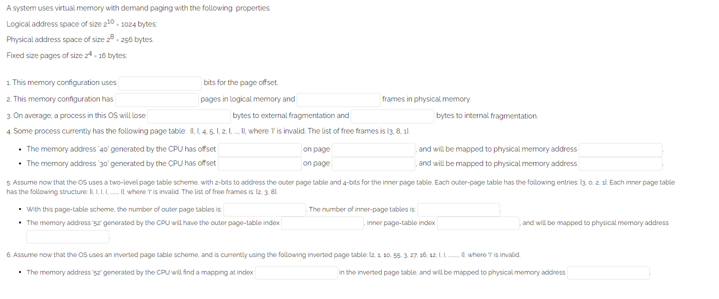 A system uses virtual memory with demand paging with | Chegg.com