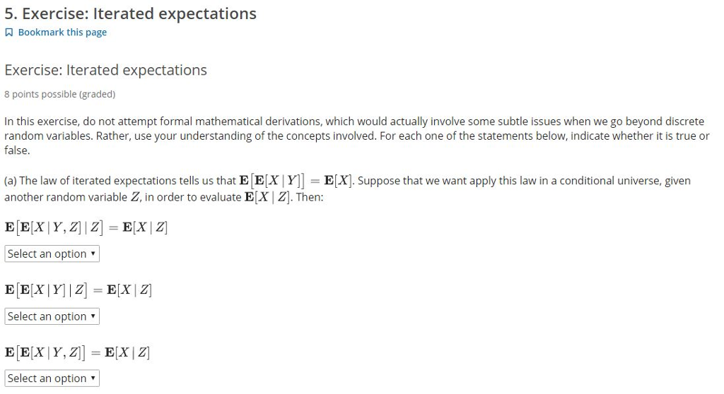 Solved 5 Exercise Iterated Expectations A Bookmark This