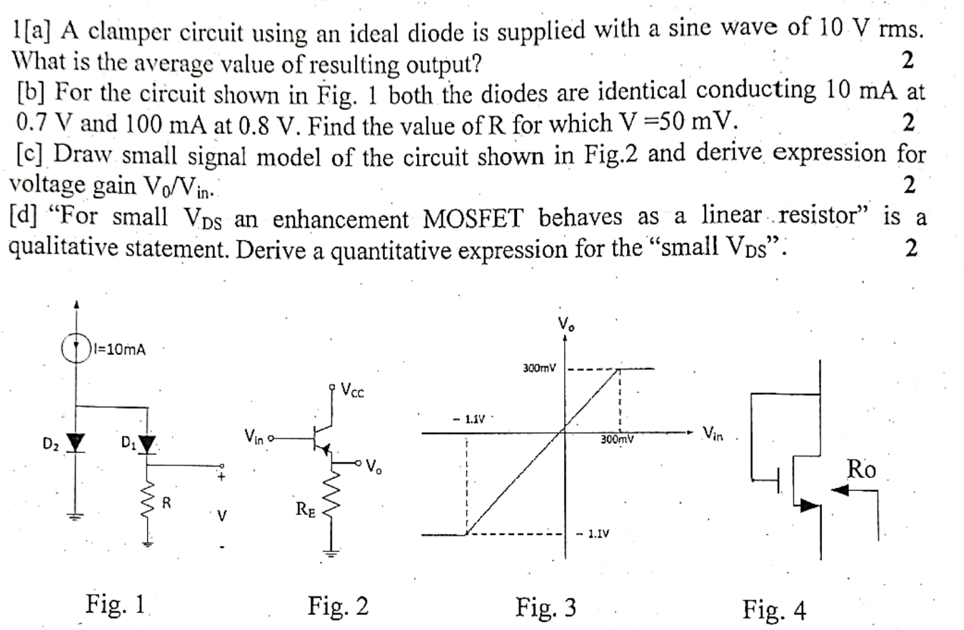 Solved 1[a] ﻿A clamper circuit using an ideal diode is | Chegg.com