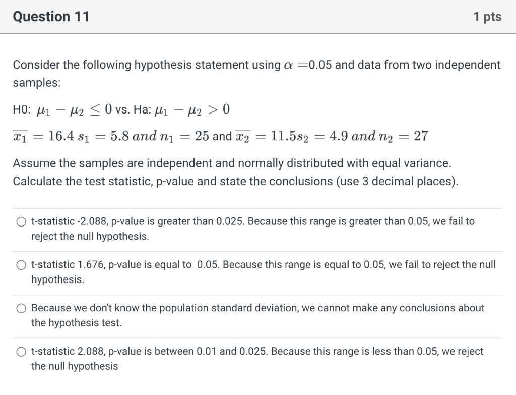 Consider the following hypothesis statement using | Chegg.com