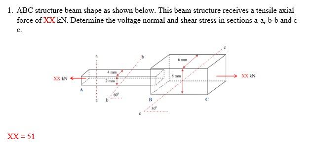 Solved 1. ABC structure beam shape as shown below. This beam | Chegg.com