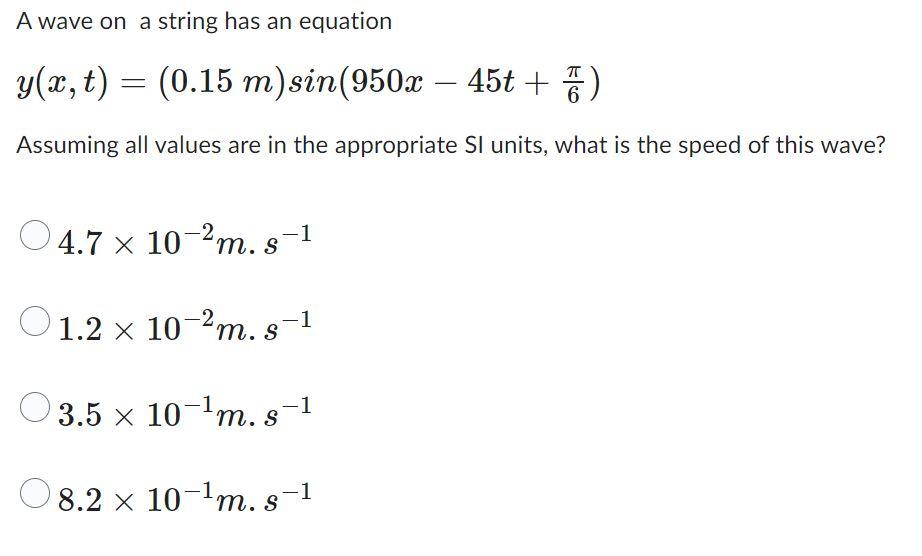 Solved A wave on a string has an equation | Chegg.com