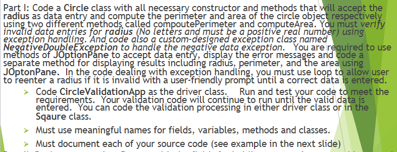 Solved Part I: Code a Circle class with all necessary | Chegg.com