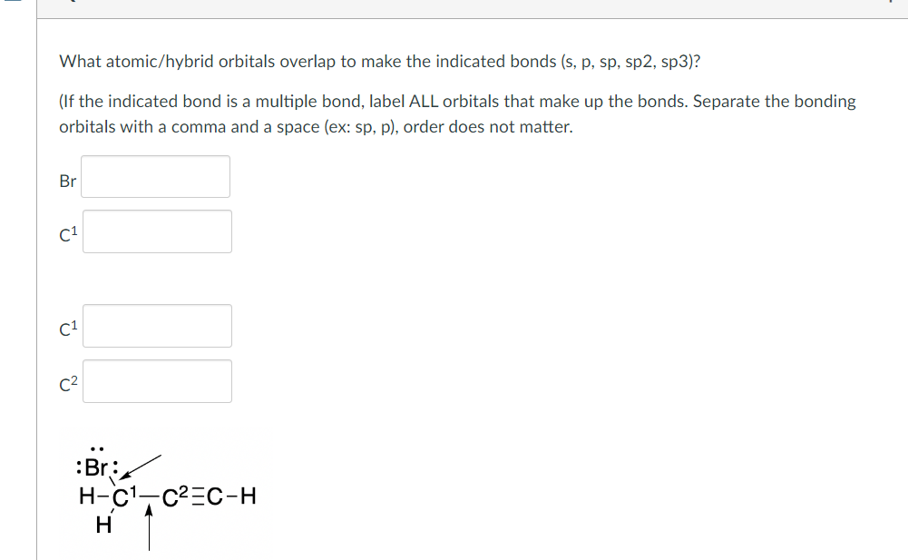 Solved What atomic/hybrid orbitals overlap to make the | Chegg.com