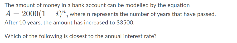 Solved The amount of money in a bank account can be modelled | Chegg.com