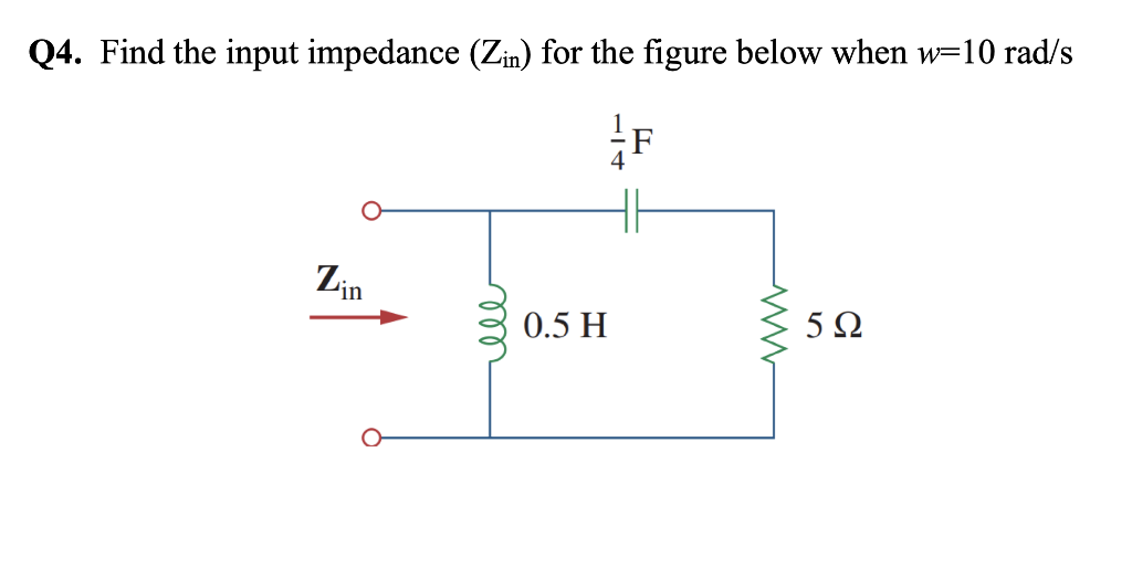 Solved Q4. Find the input impedance (Zin) for the figure | Chegg.com