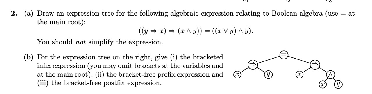 Solved = at 2. (a) Draw an expression tree for the following | Chegg.com